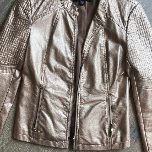 2B Bebe | Jackets & Coats | Bebe Metallic Gold Faux Leather Jacket ...